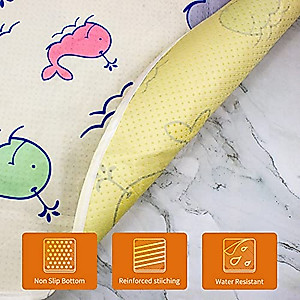 Splat Mat for Under High Chair 43.3″, Waterproof Anti Slip with No Layering Design Splash Mat for Art/Crafts/Playtime on Floor or Table, Reusable Eating Mess Mat Spill Mat Floor Protector