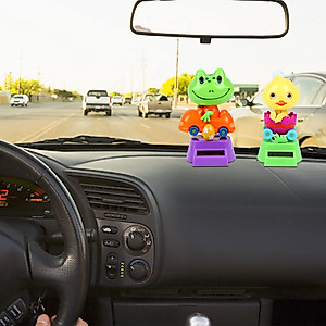 2 PCS Easter Chick Frog Solar Ornaments Easter Ornaments Solar Dancing Toys Solar Bobblehead Solar Dancing Figures Solar Bobble Dancing Toys for Window Desk Car Home Party Decoration Gift