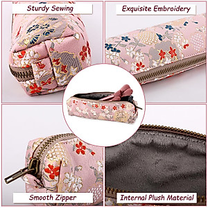 Oyachic Embroidery Pencil Case Flower Pencil Pouch Pen Box Pen Holder Organizer Bag Cosmetics Makeup for Office Supplies,pink