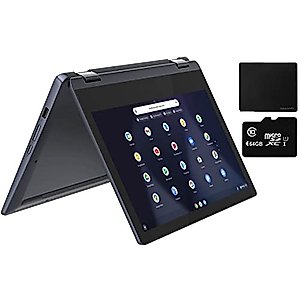 Lenovo 11.6" Flex 3 2-in-1 Touchscreen Chromebook, MediaTek MT8183 8-Core CPU, 4GB RAM, 128GB Storage (64GB eMMC+ 64GB SD Card), Chrome OS with GalliumPi Accs.