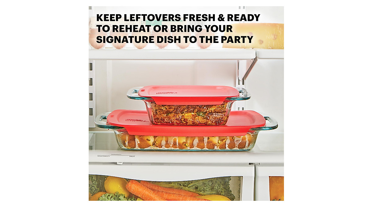 Pyrex 4-Piece Extra Large Glass Baking Dish Set With Lids and Handles ...