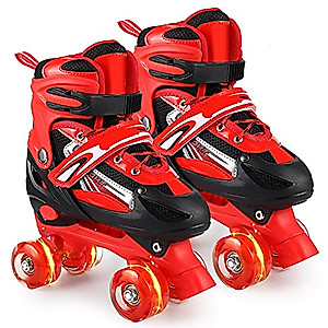 Perzcare Roller Skates for Girls/Boys, Kids Roller Skates for Children Outdoor Indoor Adjustable 4 Sizes with Light Up Wheels