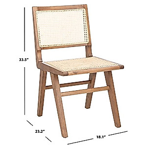 Safavieh Couture Home Collection Hattie Walnut French Cane Living Room Dining Accent Chair (Fully Assembled) -Set of 2 SFV4101D-SET2