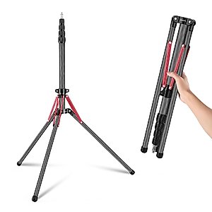 NEEWER Light Stand Carbon Fiber with 180° Reversible Legs, 1/4" to 3/8" Screw Adapter and Bag, 98.4"/250cm Portable Travel Tripod Stand for Outdoor Photography Speedlite Strobe Softbox, ST250R