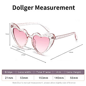 Dollger Heart Shaped Sunglasses For Women Vintage Festival Glitter stylish Love PINK heart Glasses for party Rave Funny Halloween