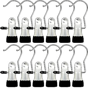 Boot Hangers for Closet, 12 Pack Hanging Clips Hook Clothes Pins for Laundry, Hanger Clips Towel Clips Boot Organizer for Home and Travel, Clothespins Clip Hangers for Pants Hats Socks Gloves