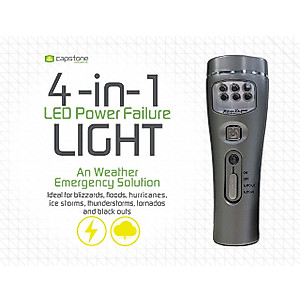 Capstone Lighting 4-in-1 Eco-I-Lite - Use as Emergency Flashlights, Night Light, Power Failure Light & Work Light - Rechargeable Flashlight Great for Hurricane Supplies, Black Outs, Power Failure