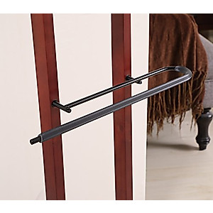 Proman Products Lancaster Suit Valet Stand VL36141 with Tray, Contour Hanger, Trouser Bar, 17" W x 12" D x 42" H, Mahogany