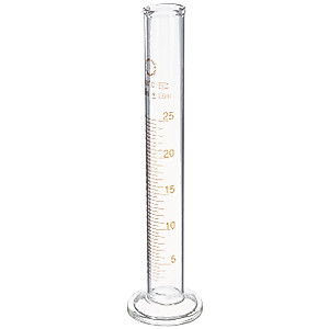 Ajax Scientific GL020-0025 Borosilicate Glass Measuring Cylinder with Round Base and spout, 25mL