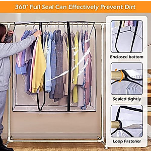 MISSLO 40" Hanging Garment Bags for Closet Storage Clear Garment Rack Cover Bottom Enclosed Cloth Cover Hanging Clothes Storage Bag Waterproof Clothes Protector for Suits, Coats, Sweaters, Shirts