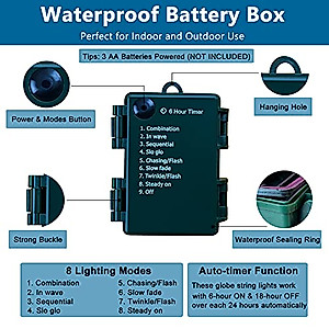 Christmas Lights - 50 LED Mini Lights Battery Operated String Lights 8 Lighting Modes LED String Lights with Timer for Christmas Tree Wreath Party Home Indoor Outdoor Decor, Waterproof, Warm White