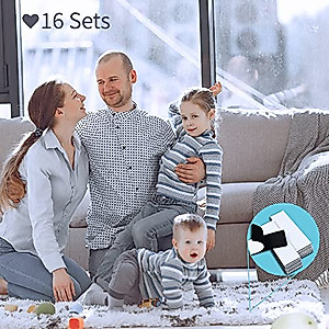 Rena Chris Hook and Loop Strips with Adhesive | 2 x 6 Inch 16 Sets | Double-Sided Interlocking Mounting Tape for Couch Cushions, Suitable for School Classroom, Office, Home- Black