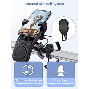 Weduda Multifunctional Bike Phone Holder,Portable Bluetooth Speaker with Microphone and LED Lighting, External Bicycle Bell, 5000mAh Power Bank - Ideal for Adult Road & Mountain Cycling