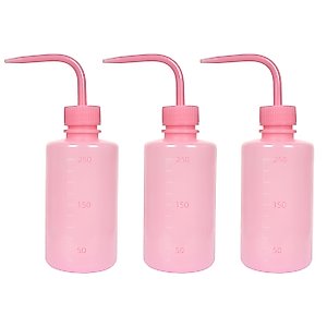 KIGITIK 3 Pcs Tattoo Wash Bottle, Wash Bottles, Narrow Mouth Squeeze Bottle, Safety Rinse Bottle Watering Tools, for Lab, Tattoo, hair, pet, Plant Irrigation Bottle (Pink, 250ml)