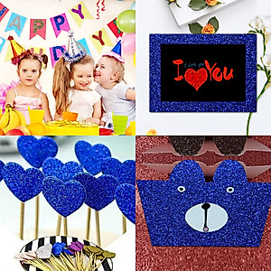 Rramorrra Blue Glitter Cardstock Paper 12" x 12" 15 Sheets 350gms/130lb Heavyweight Premium Royal Blue Sparkly Construction Paper for Cricut Machine, Craft, Halloween, Party Decoration