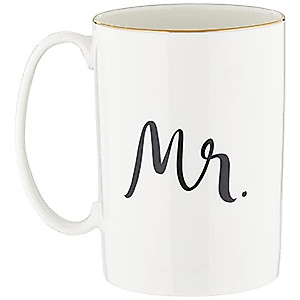 Kate Spade New York Bridal Party Mrs. 2Pc Mug Set, 1.55 LB, White