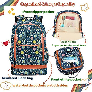 Leaper Water-resistant Cute Mermaid Laptop Backpack Double Deck Lunch Bag Satchel Purple