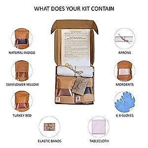 Fabric Tie Dye Kit with 3 Colors | Natural Shibori Powder | Indigo, Sunflower Yellow and Turkey Red | Perfect Clothing Dying | Painting Party Supplies DIY Art Craft Set for Kids and Adults