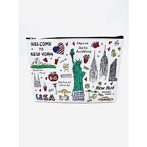 Girls & Women Large Fashion Cute New York Souvenir Zipper pouch Travel Cosmetic Bag Hand Bag Makeup Purse (JP-330133B)