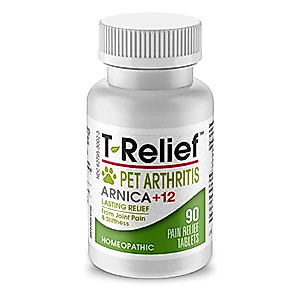 MediNatura T-Relief Pet Arthritis Relief Arnica +12 Powerful Natural Homeopathic Medicines Help Ease Hip & Joint Pain Soreness & Stiffness for Dog & Cat - 90 Tablets