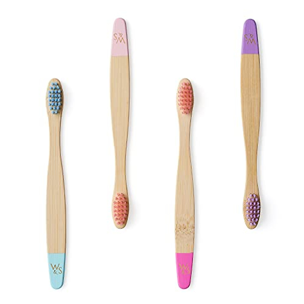 Wild & Stone Organic Children's Bamboo Toothbrush | 4 Pack Candy Colour | Soft Fibre Bristles | 100% Biodegradable Handle | BPA Free | Vegan Eco Friendly Kids Toothbrushes