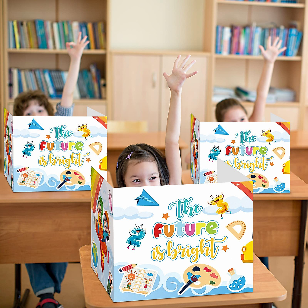 24 Pcs Privacy Boards for Student Desks Bright Colored Classroom Desk Divider Trifold Table Desk Privacy Panel Privacy Folders Screen Partition for School Teacher Student Study Test Home (Sky)