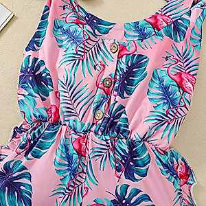 Thorn Tree Girl's Sleeveless Jumpsuit Bowknot Strap Button Closure Romper Toddler Girls Clothes