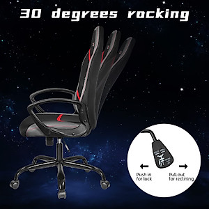 iooHug Computer Gaming Chair Cheap, Ergonomic Racing Chair Headrest with Lumbar Support, Home Office Desk Chair Adjustable Mesh, Video Game Chairs for Teens Red