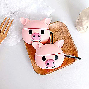 SGVAHY Airpods Pro Case, Fashion Cute 3D Pig Soft Silicone Case with Keychain Cool Fun Skin Shockproof Protective Charging Case for Apple Airpods Pro (Pig Pink)