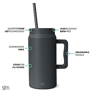 Simple Modern 50 oz Mug Tumbler | 50oz | Graphite & 40 oz Tumbler with Handle and Straw Lid | Insulated Cup Reusable Stainless Steel Water Bottle Travel Mug Cupholder