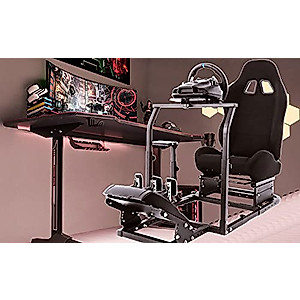 Minneer Simulator Driving Cockpit Frame with Seat Compatible with Logitech G25G27G29G920 Adjustable Racing Wheel Stand Fit for PC/Xbox/PS4 Gaming Steering Stand,Wheel and Pedals Not Include