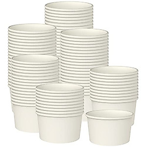 Axe Sickle 100 Pcs 8 Ounce Paper Ice Cream Cups Disposable Dessert Bowls for Hot or Cold Food, Sundae, Frozen Yogurt, Soup, White