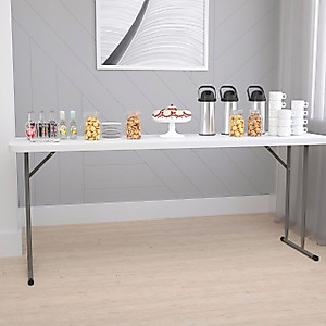 BizChair 6-Foot Rectangle Granite White Plastic Folding Training/Seminar Table