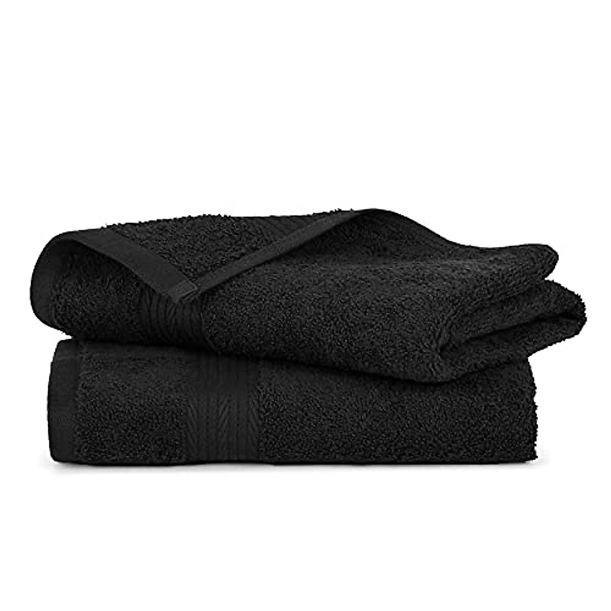 Ample Decor Hand Towel 18 X 28 Inch Pack of 2 600 GSM 100% Cotton, Oeko Tex Certified Soft Absorbent Thick Durable Premium Quality, for Hotel, Bathroom, Spa, Daily Use, Gym - Machine Washable - Black