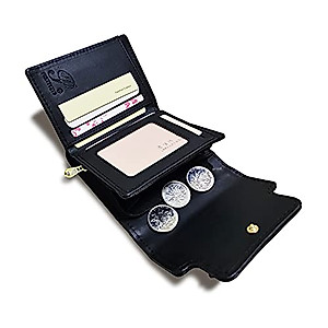 TOPKULL Wallets for Women Rfid Small Womens Wallet Trifold Flower Leather Ladies Wallet with Card Holder&Zipper Coin Purse (Black)