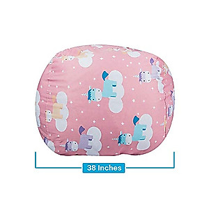 STTIAO Stuffed Storage Bean Bag Chair for Kids, Animal Beanbag Cover with Carrying Handle-Toy Storage Plush Organizer for Toddler Stuffed Seat (Unicorn, 38'')