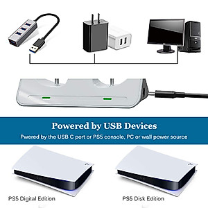 PS5 Charging Station with Thumb Grip Kit, FUMONCHY Charger Station for Playstation 5 DualSense Controllers, PS5 DualSense Controller Accessories with LED Indicator
