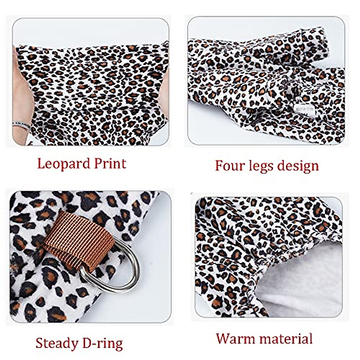 Anelekor Leopard Print Small Dogs Pajamas with Leash Hole Puppy Warm Clothes Pet Full Coverage Dog Pjs Doggy Winter Coat Warm Jumpsuit for Cats XS Dogs (A, Medium)