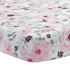 Bedtime Originals Blossom Pink Watercolor Floral 3-Piece Mini Crib Bedding Set