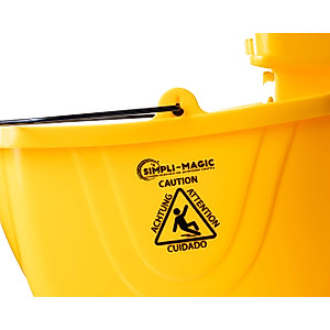 Simpli-Magic Side Press Wringer Combo Commercial Rectangular Mop Bucket on Wheels, 35-Quart, Yellow