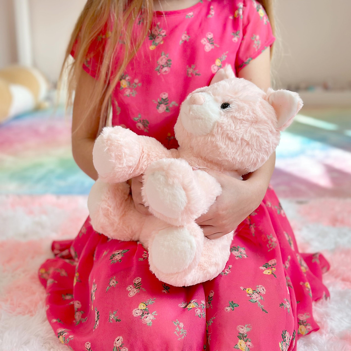 Laila and Lainey Cat Stuffed Animal - Cat Gifts for Girls Ages 0 1 2 3 4 5 6 7 8 Years, Pink Stuffed Animal