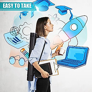 Henoyso 6 Pcs Black Poster Tube Bulk Extendable Blueprint Holder Expand from 24.5 to 40 Inch Portable Folder Organizer with Shoulder Straps and Lids for Maps, Documents, Drawings, Artworks, Scrolls