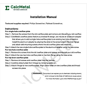 CalcMetal Dual Hole Bathtub Drain Overflow Plate with Two Matching Screws, Easy to Install, Venetian Bronze