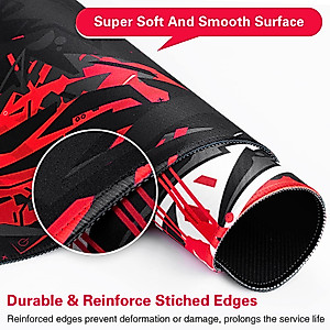 Canjoy Extended Mouse Pad (31.5x15.7inch), XXL Large Gaming Mouse Pad with Stitched Edges Mouse Mat Desk Pad with Superior Micro-Weave Cloth, Non-Slip Base, Waterproof Keyboard Pad (Black Red)