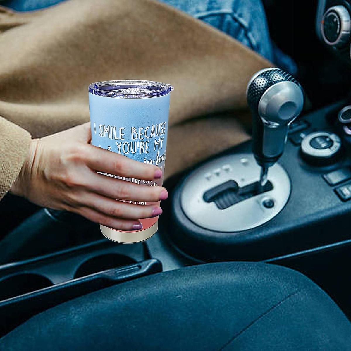 CTIGERS Funny Sister in Law Tumbler with Lid and Straw Insulated Travel Mug Gifts for Sister-in-law Birthday,Christmas,Thank Giving Day,Wedding Gifts for Sister Law 20 oz Blue Red Gradient