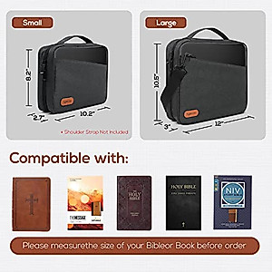Large Bible Covers, Bible Carrying Case with Handle/Shoulder Strap, Scripture Biblias Case Organizer for Daily Usage Travel Office, Christian Bible Study Covers, Perfet Gift for Women Men(Black)