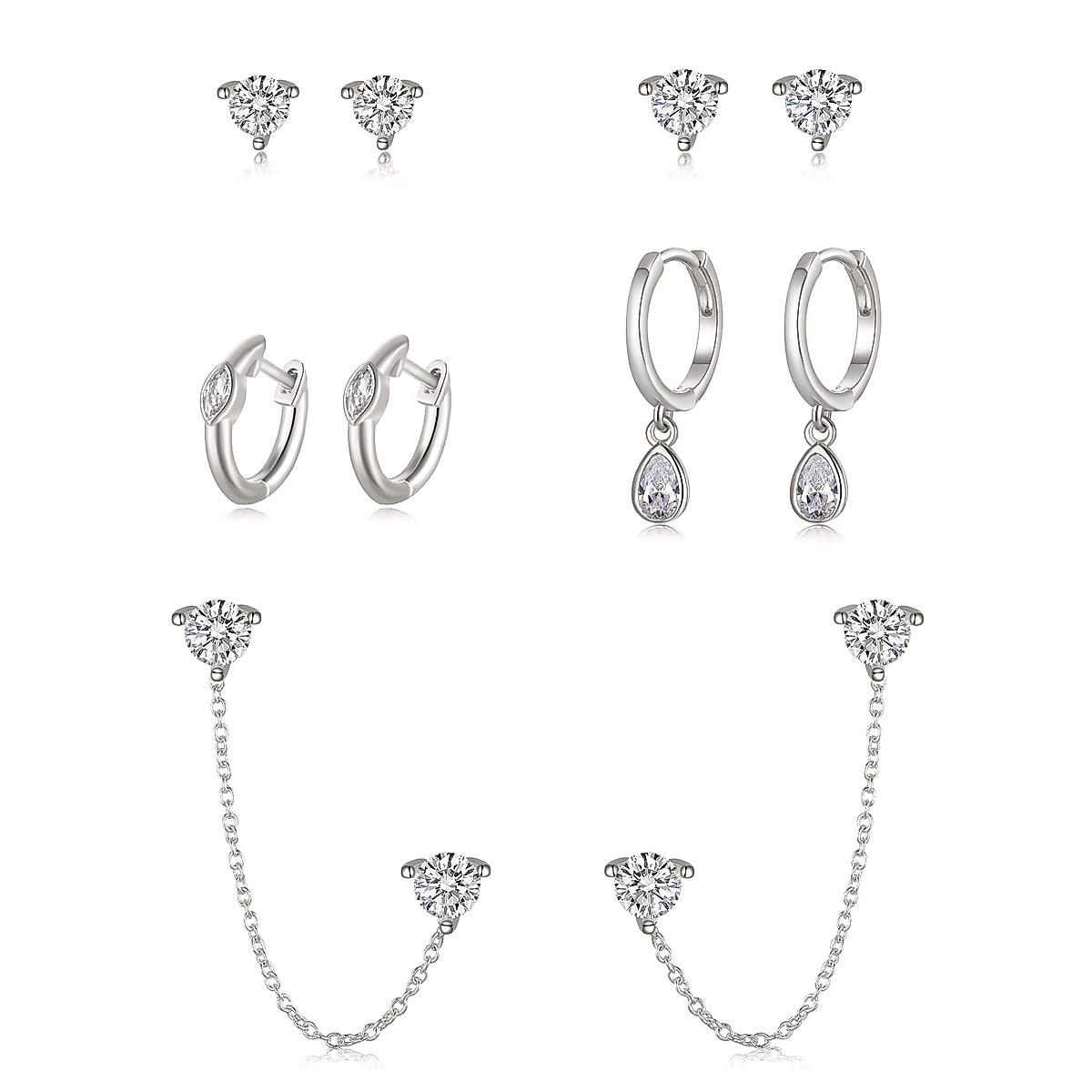 FANZE 5Pairs Earrings Set, Stud Earrings Set Chain Earrings Hoop Earrings Set for Women Fashion Jewelry Gift Women