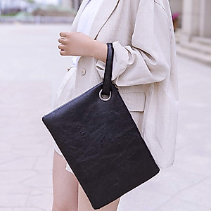 Unique Vegan Women Clutch Bag PU Leather Envelope Clutch Bag Handbag Wristlets for Beach Holiday (Brown)