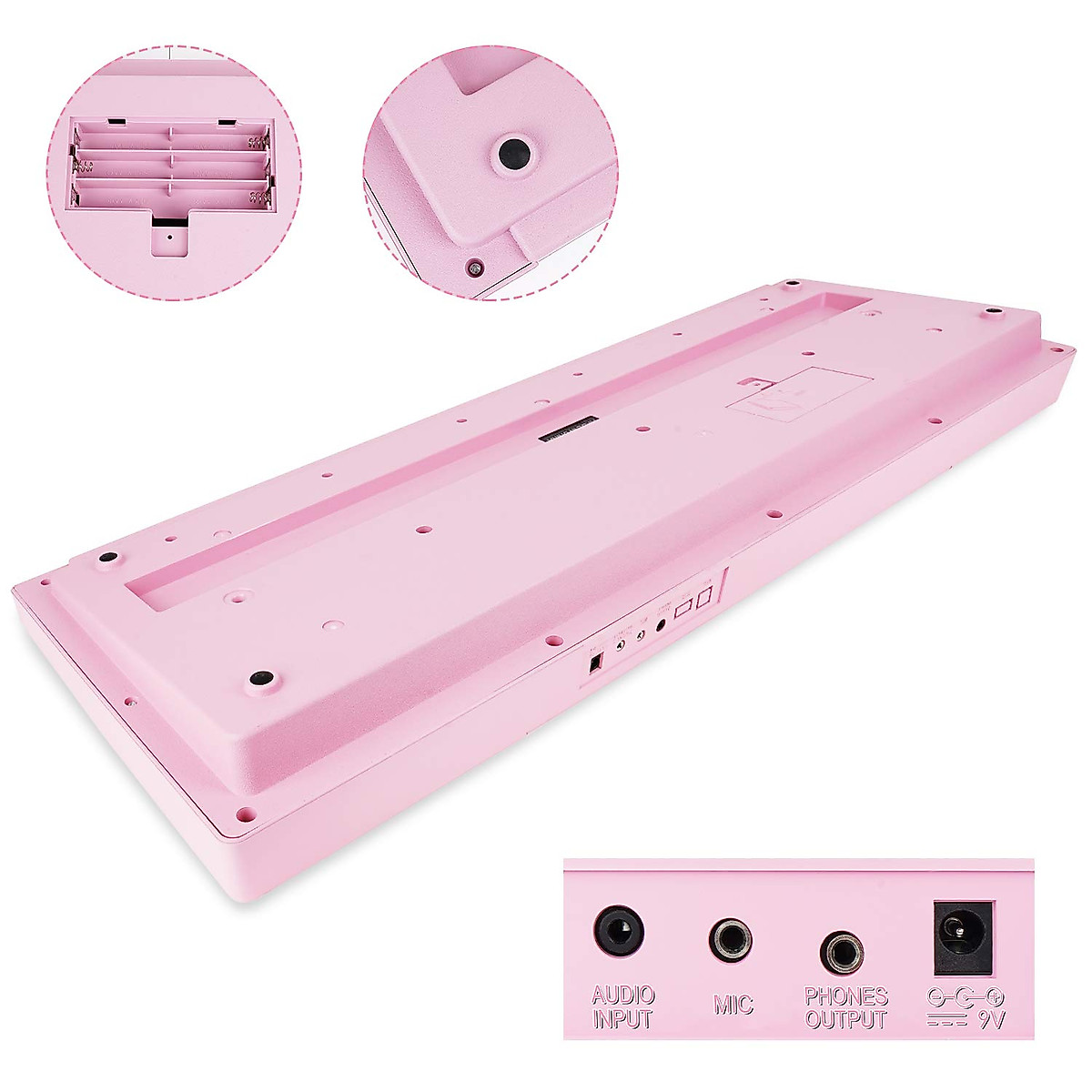 Vangoa VGK610 Piano Keyboard, 61 Mini Keys Portable Music Keyboard for Beginners with Microphone, 3 Teaching Modes, 350 Tones, 350 Rhythms, 30 Demos, Pink