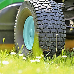 13x5.00-6 Front Flat Free Tire and Wheel Assembly with 3/4 & 5/8 Bearing, 3” Hub Riding Mower Lawn Tire 5.00-6, 13 inch No-Flat Solid Rubber Turf Wheel for Garden Tractor Truck Wheelbarrow Cart